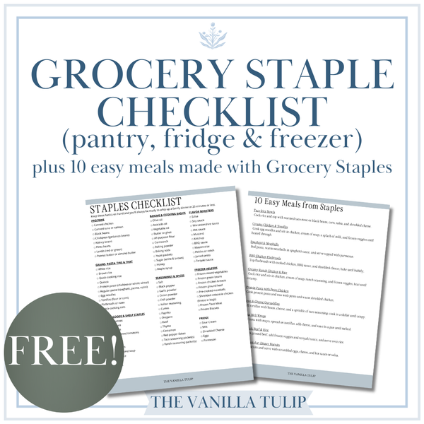 Free Download: Grocery Staple Checklist – The Vanilla Tulip Store